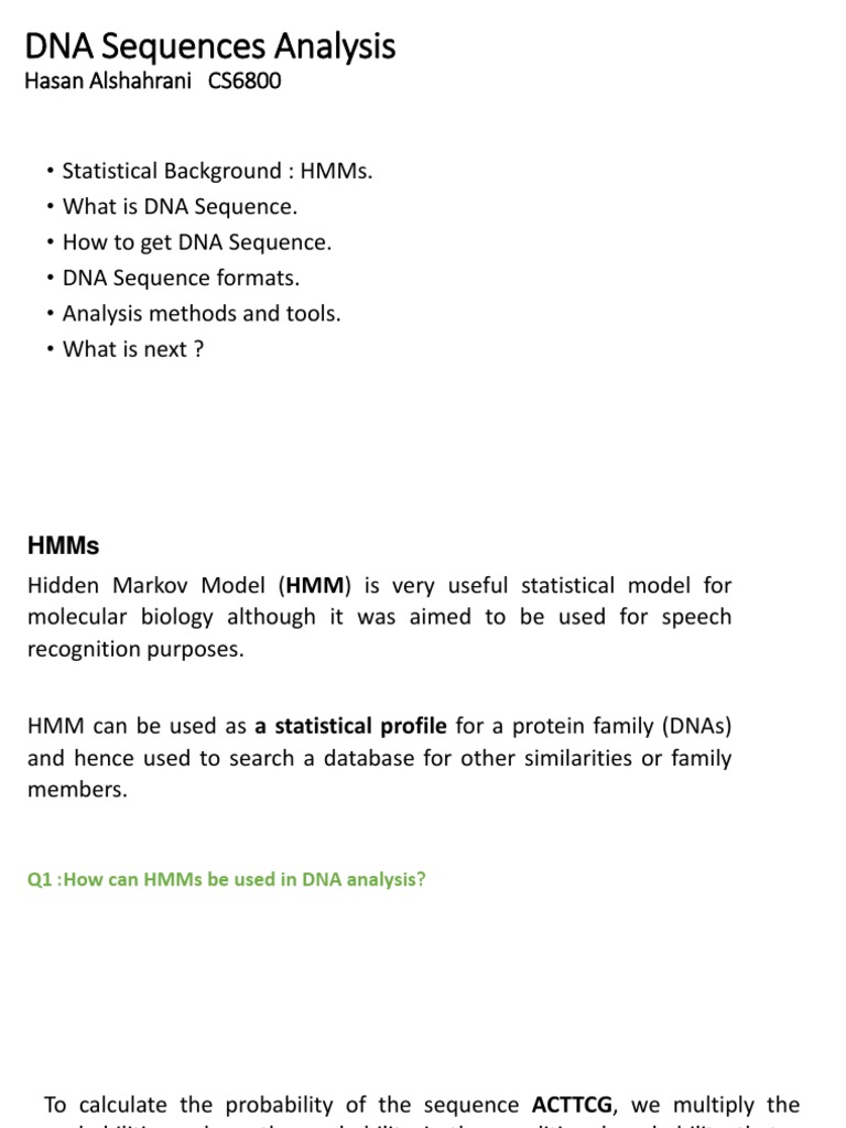 Analyzing DNA Sequences Using Hidden Markov Models and Other Statistical Methods in R | PDF ...