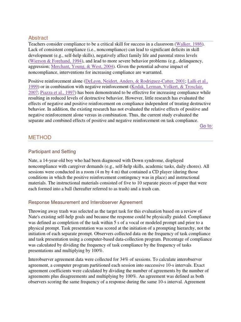 Walker, 1986: Participant and Setting | PDF | Reinforcement | Neuroscience