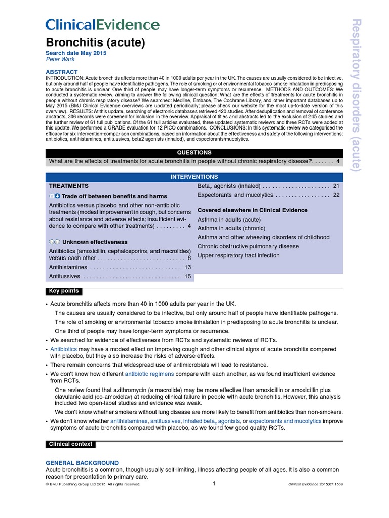 Bronchitis (Acute) : Peter Wark | PDF | Bronchitis | Chronic ...