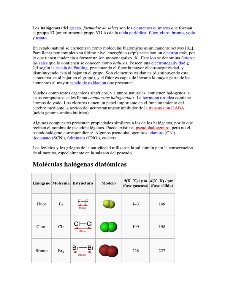 Los Halogenos | PDF | Moléculas | Ciencias fisicas