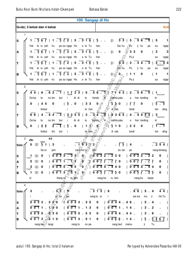 Not Angka Koor Rohani | PDF