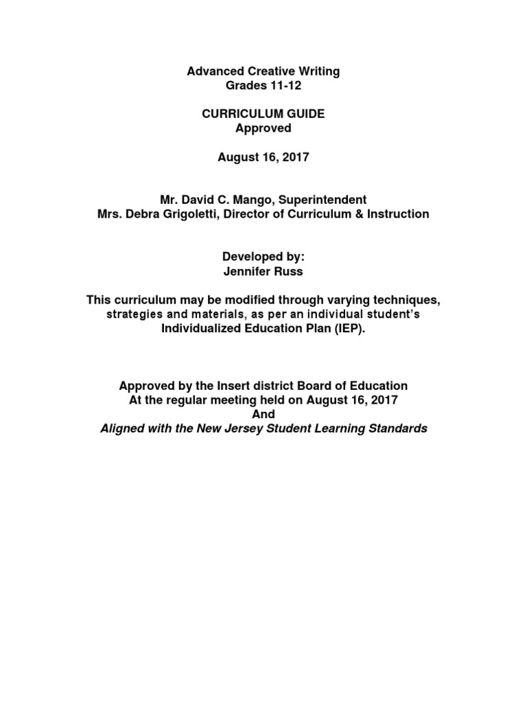 Aligned With The New Jersey Student Learning Standards | PDF ...