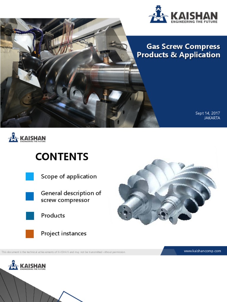 Kaishan Process Gas Screw Compressor PDF | PDF | Natural Gas | Chemical Engineering