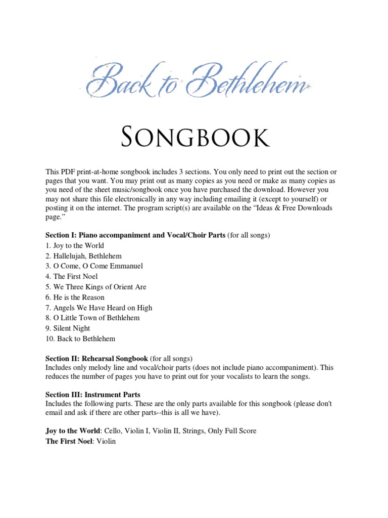 Songbook: Section I: Piano Accompaniment and Vocal/Choir Parts (For All ...