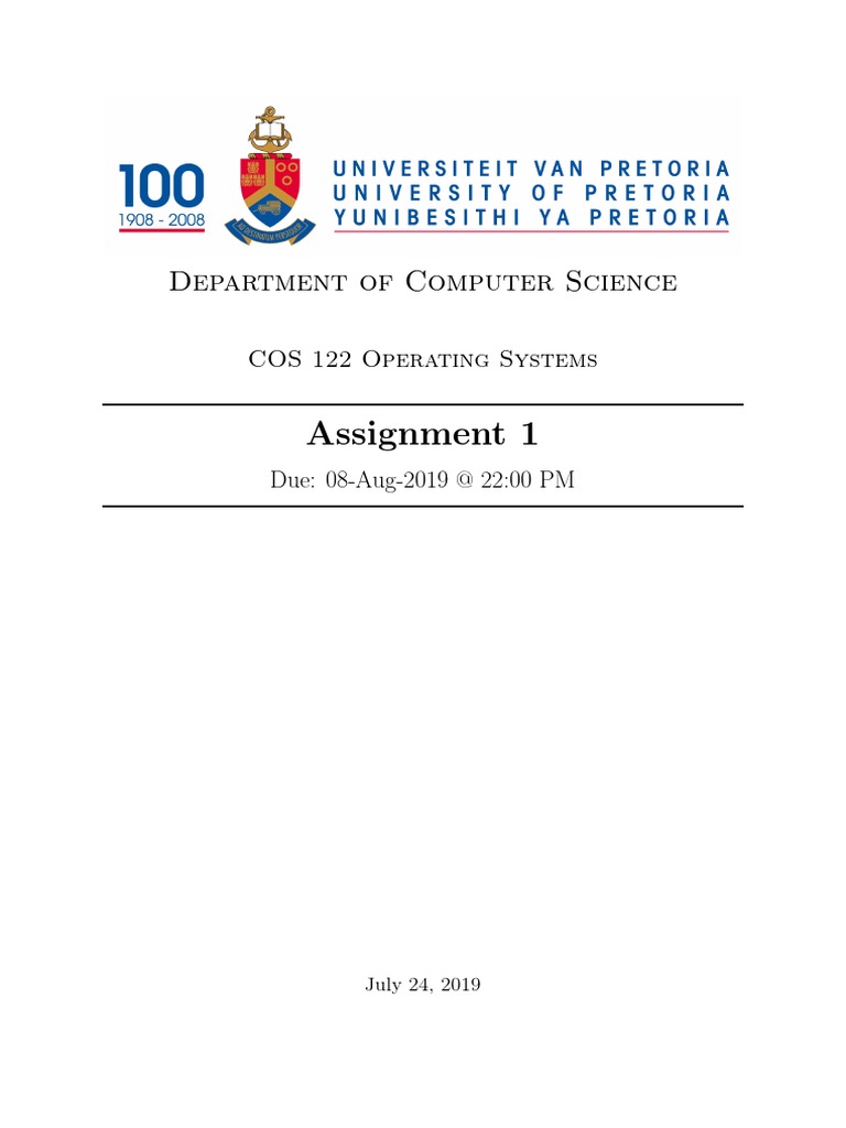 Assignment 1 COS 122 - University of Pretoria | PDF | Plagiarism | Central Processing Unit