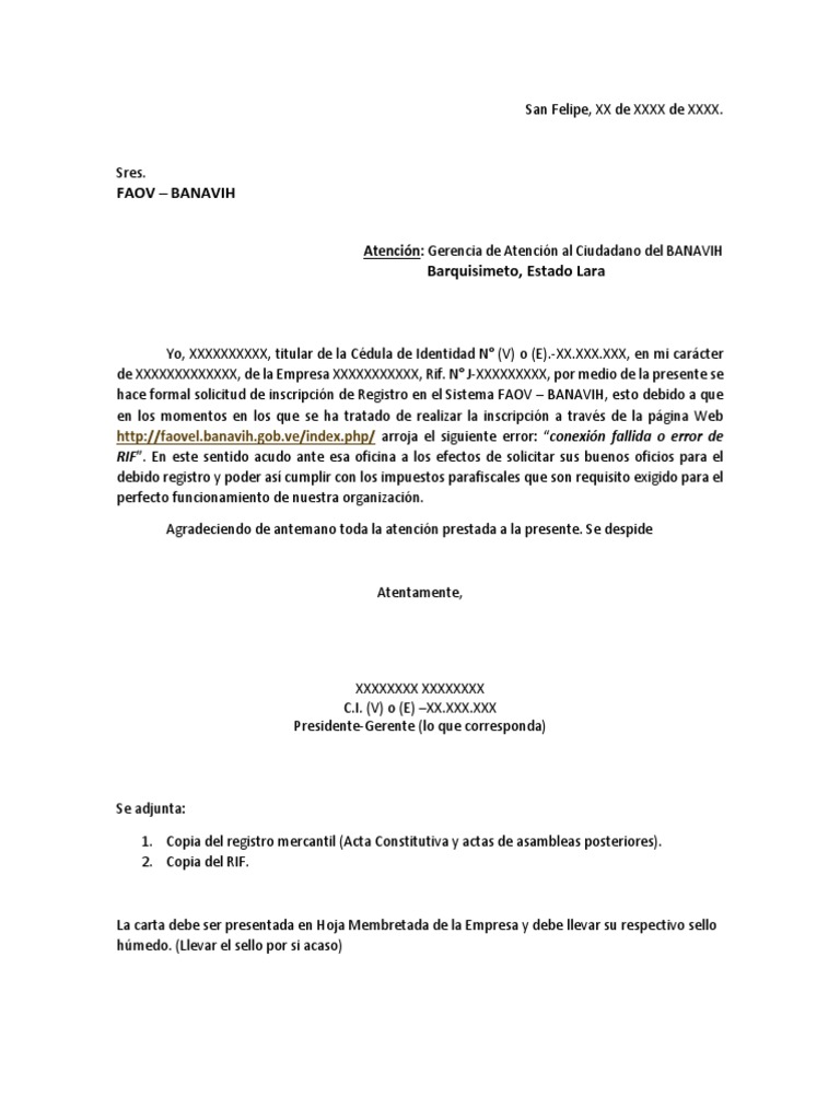 Carta Faov | PDF