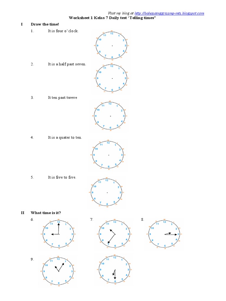 Telling Time Worksheet for Grade 7 | PDF | Self-Improvement