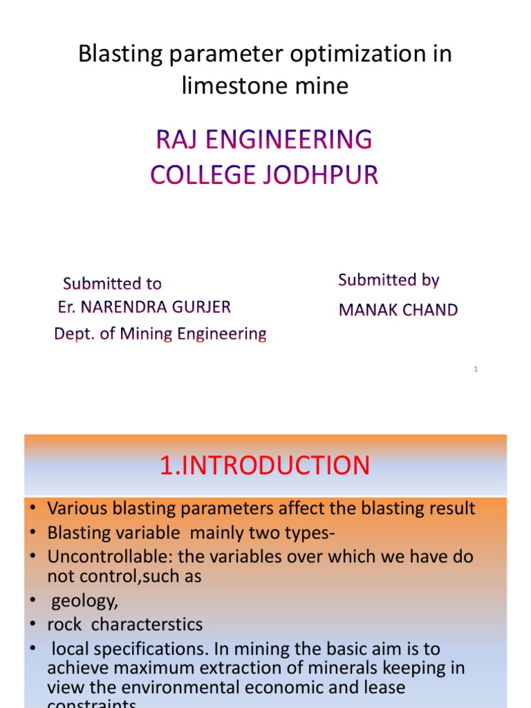 Parameter For Limestone Mine Optimization | PDF | Drilling ...