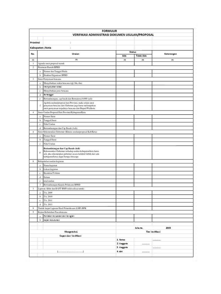 Checklist Dokumen Proposal | PDF