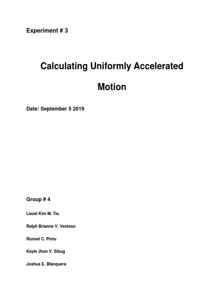 Calculating Uniformly Accelerated Motion | PDF | Acceleration | Mass