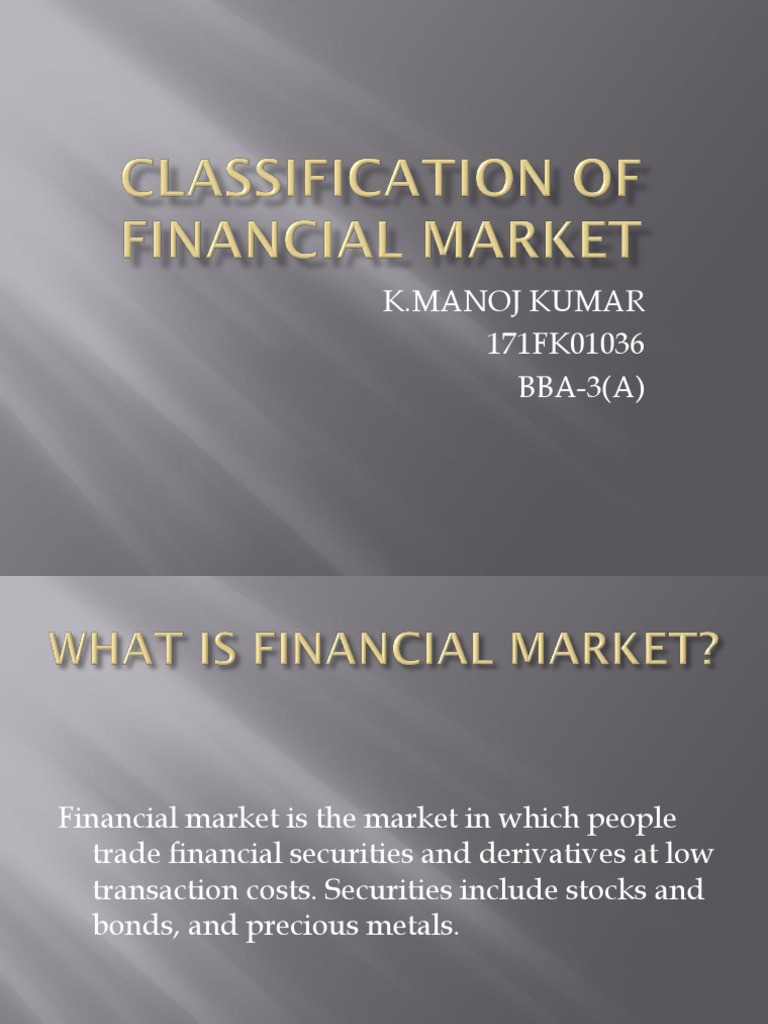 Classification of Financial Market | PDF