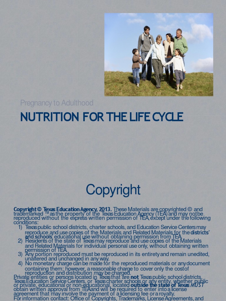 Nutrition For The Life Cycle | PDF | Foods | License