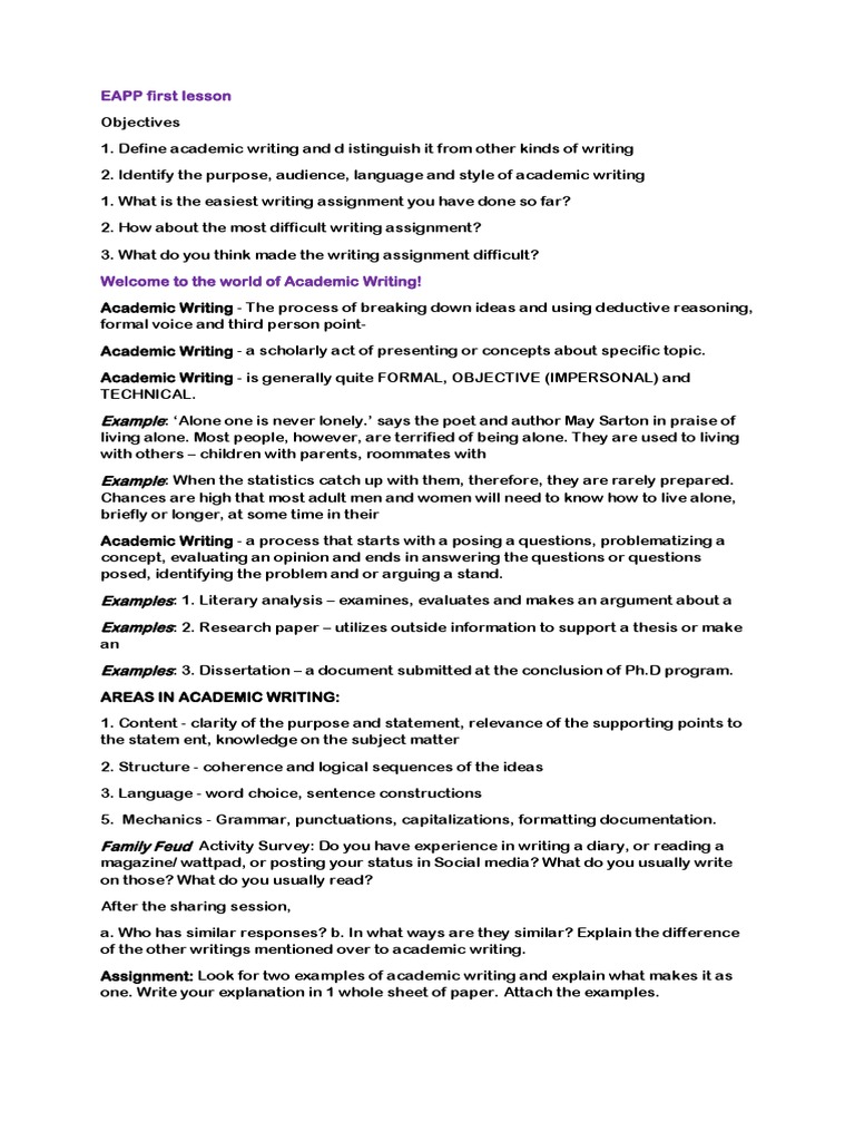 EAPP First Lesson | PDF