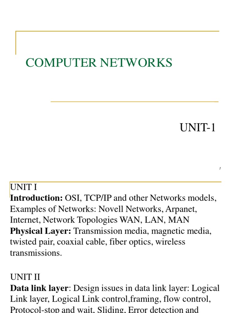 CN-I Topologies, Models Part 1 2016 Batch 4-1 ECEpdf | PDF | Internet Protocol Suite | Computer ...