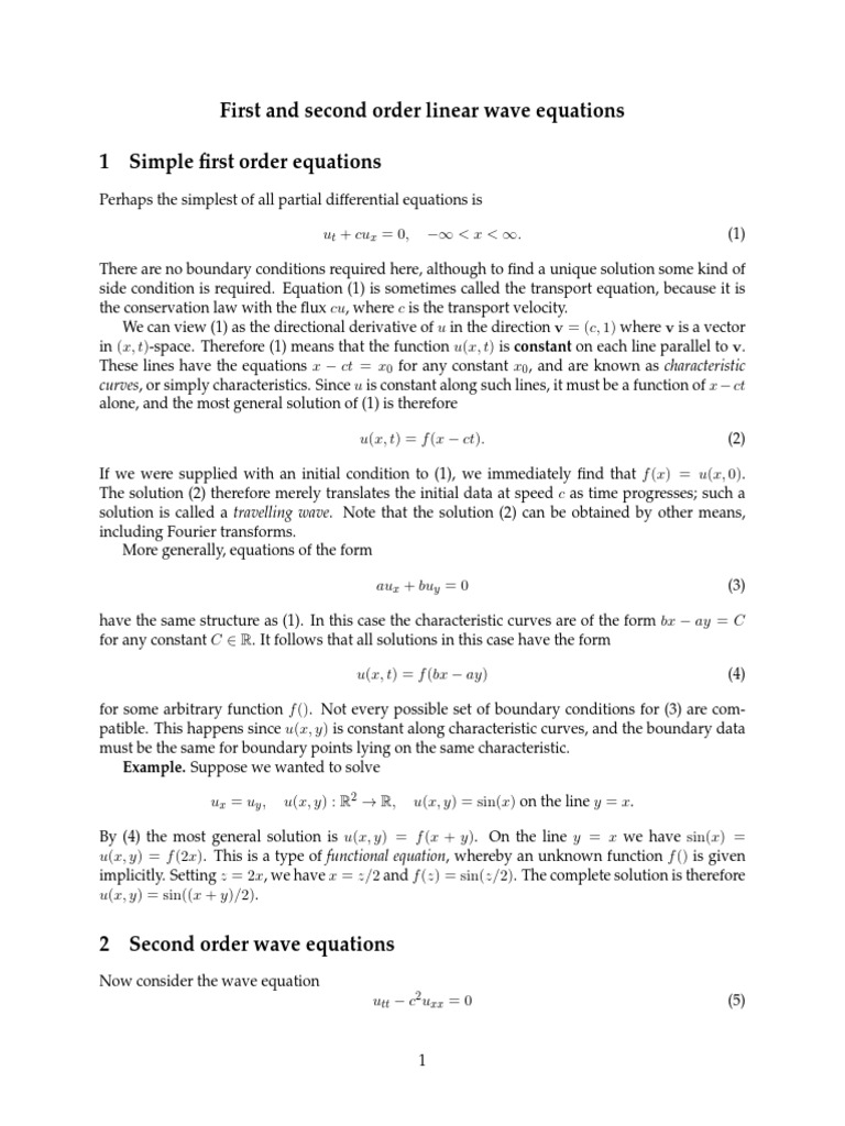 Wave Equation | PDF | Differential Equations | Equations