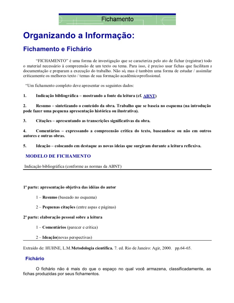 Modelo de Fichamento