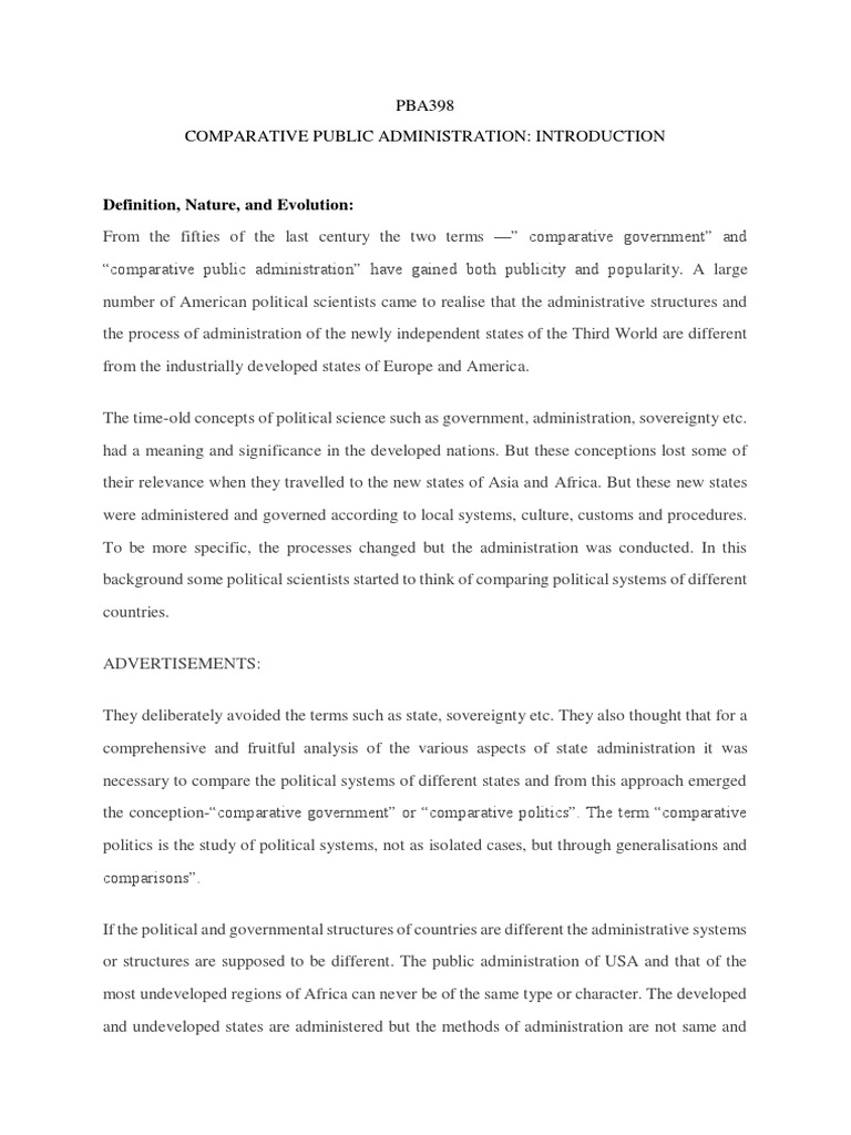 PBA398 Comparative Public Administration | PDF | Public Administration ...