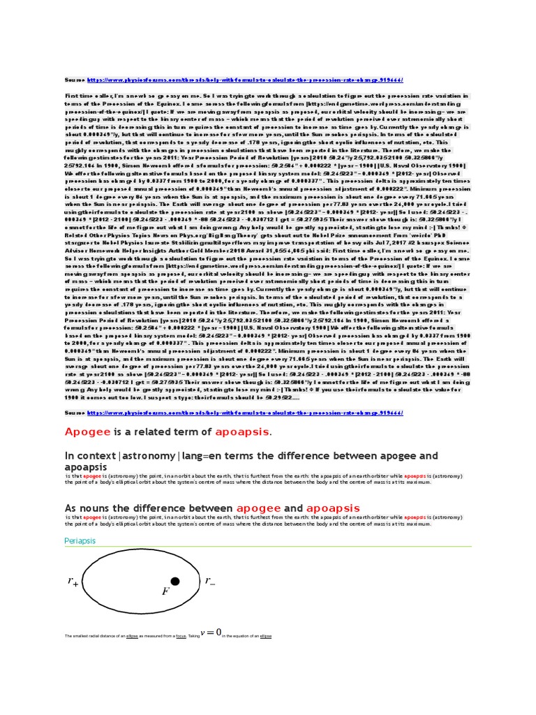 Calculate Precession Rate Change | PDF | Apsis | Orbit