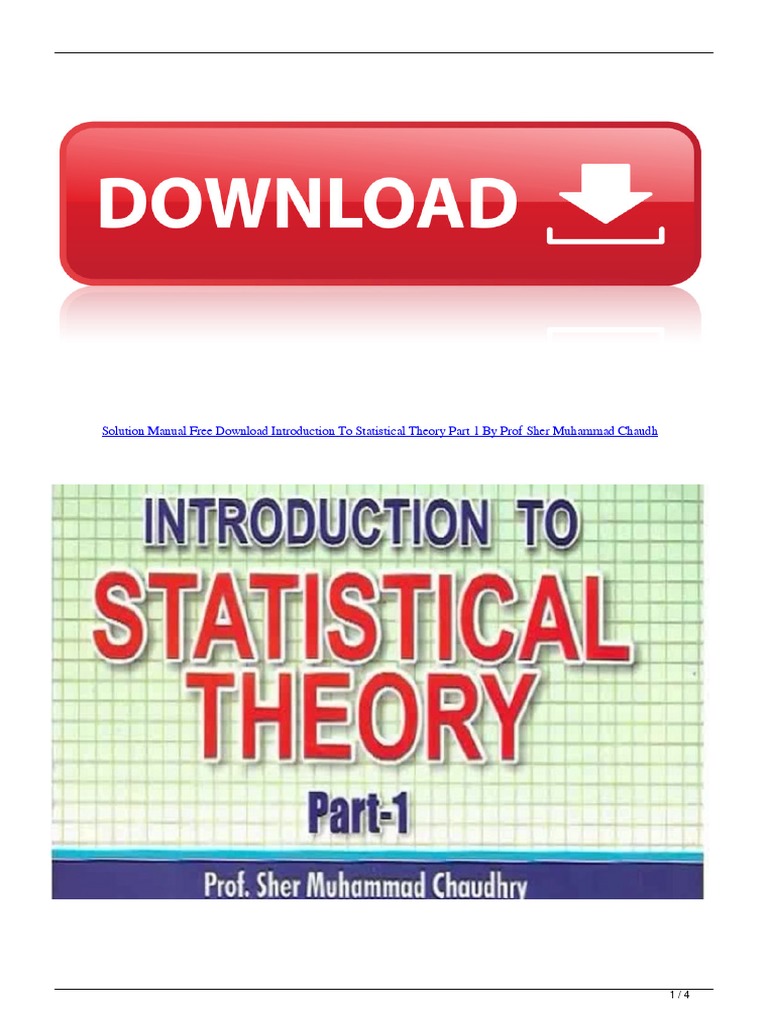 Solution Manual Free Download Introduction To Statistical Theory Part 1 ...