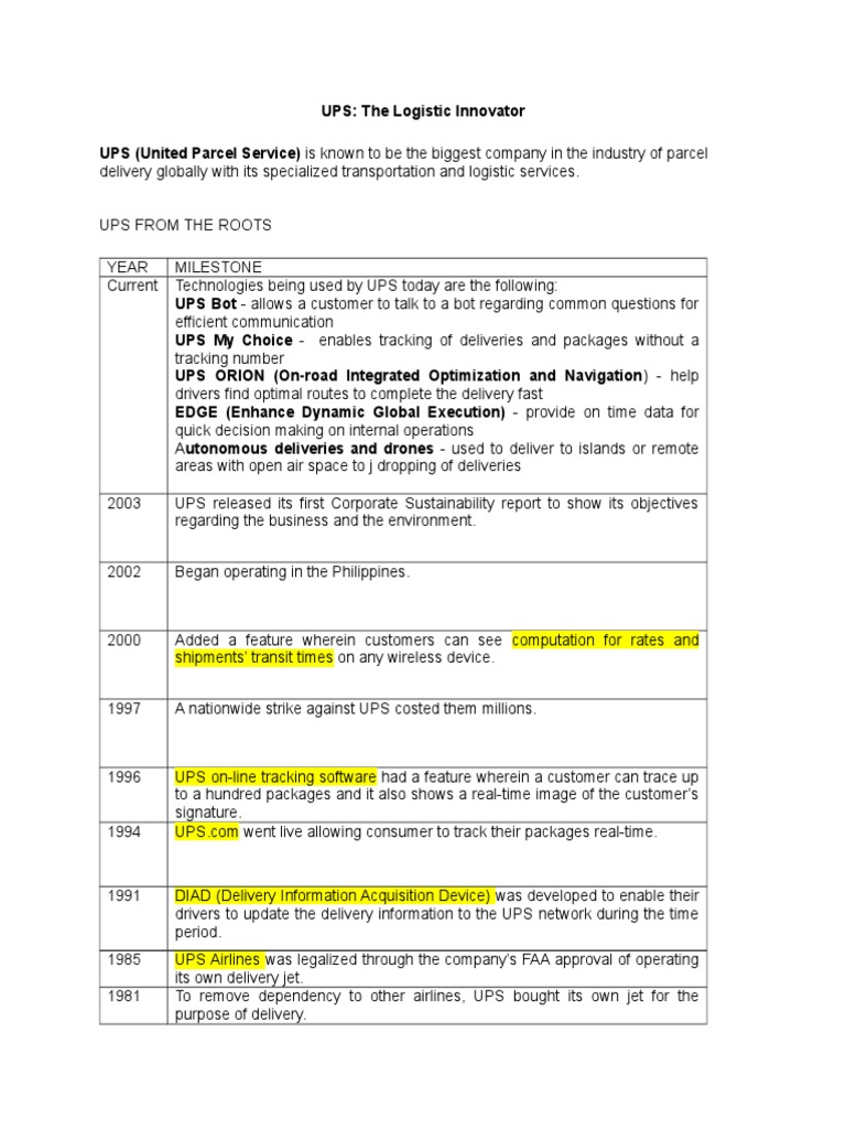 UPS Case Study | PDF | United Parcel Service | Cargo