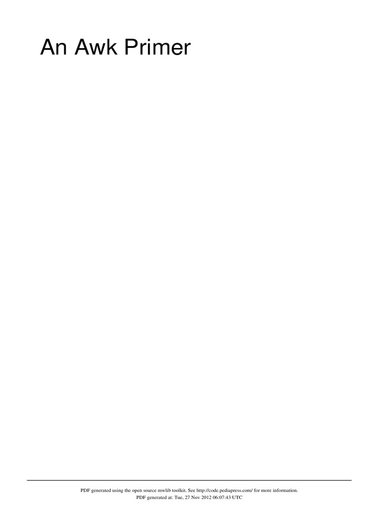 An Awk Primer | PDF | Regular Expression | Command Line Interface