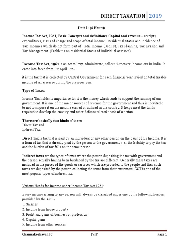 Module - 1 Basic Concepts. | PDF | Income Tax | Taxes