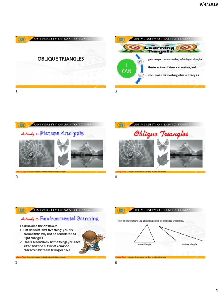 Oblique Triangles: Laws of Sines & Cosines | PDF | Trigonometric ...