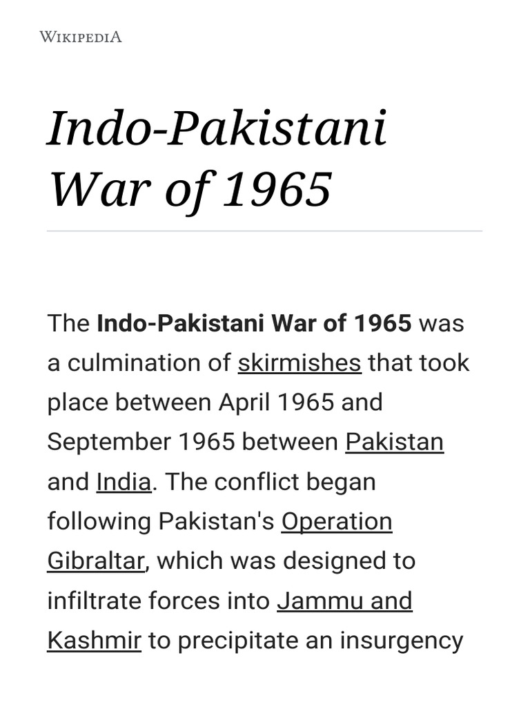 Indo-Pakistani War of 1965 Overview | PDF | Pakistan Army | Military