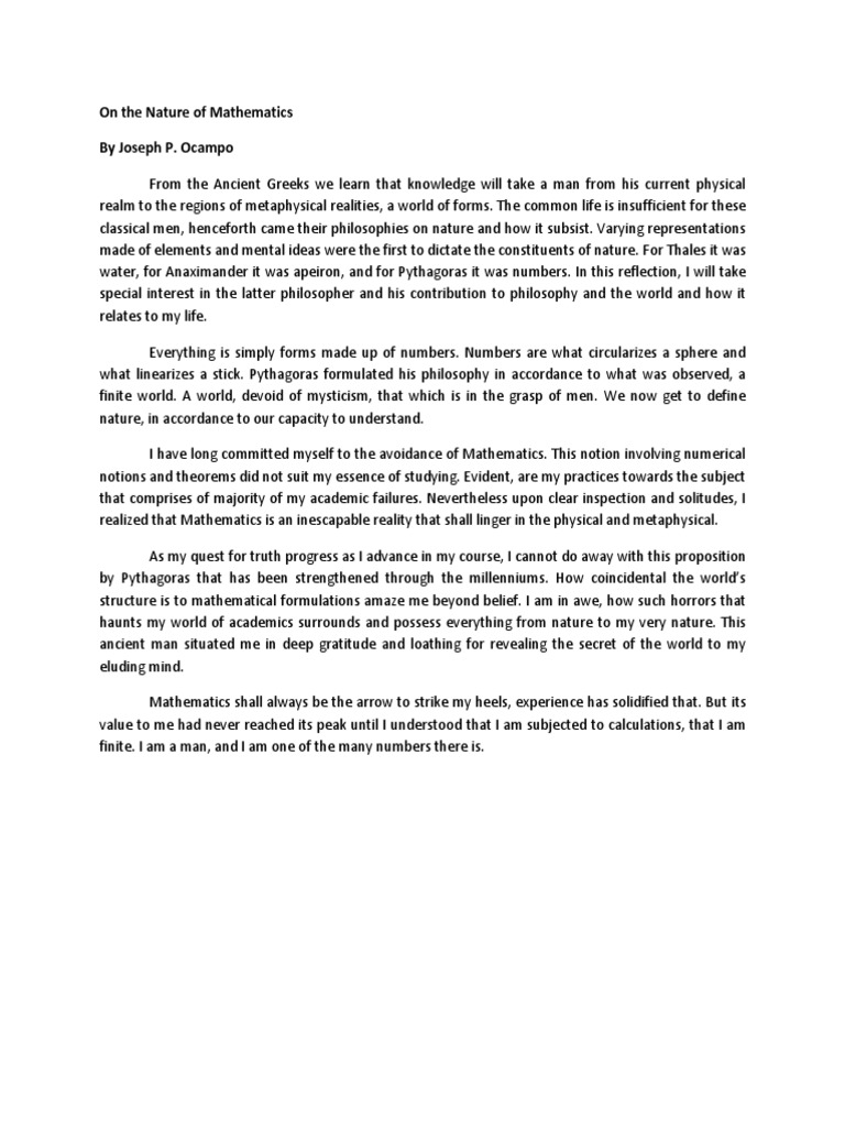 Mathematics Reflection Paper | PDF