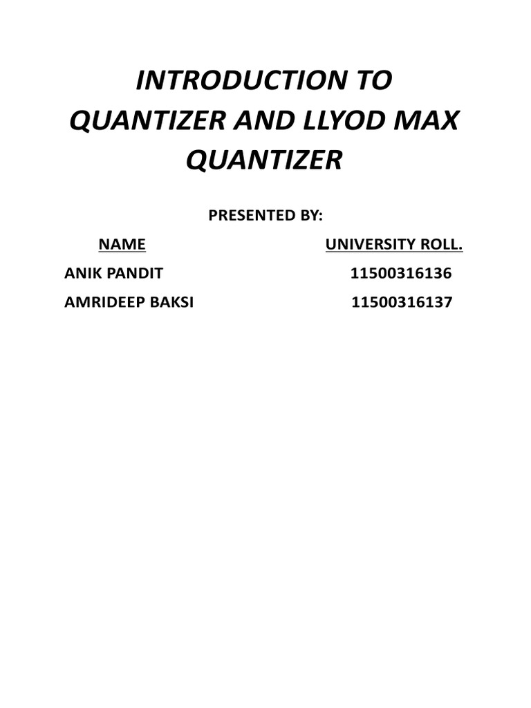 Introduction To Quantizer and Llyod Max Quantizer | PDF | Discrete ...