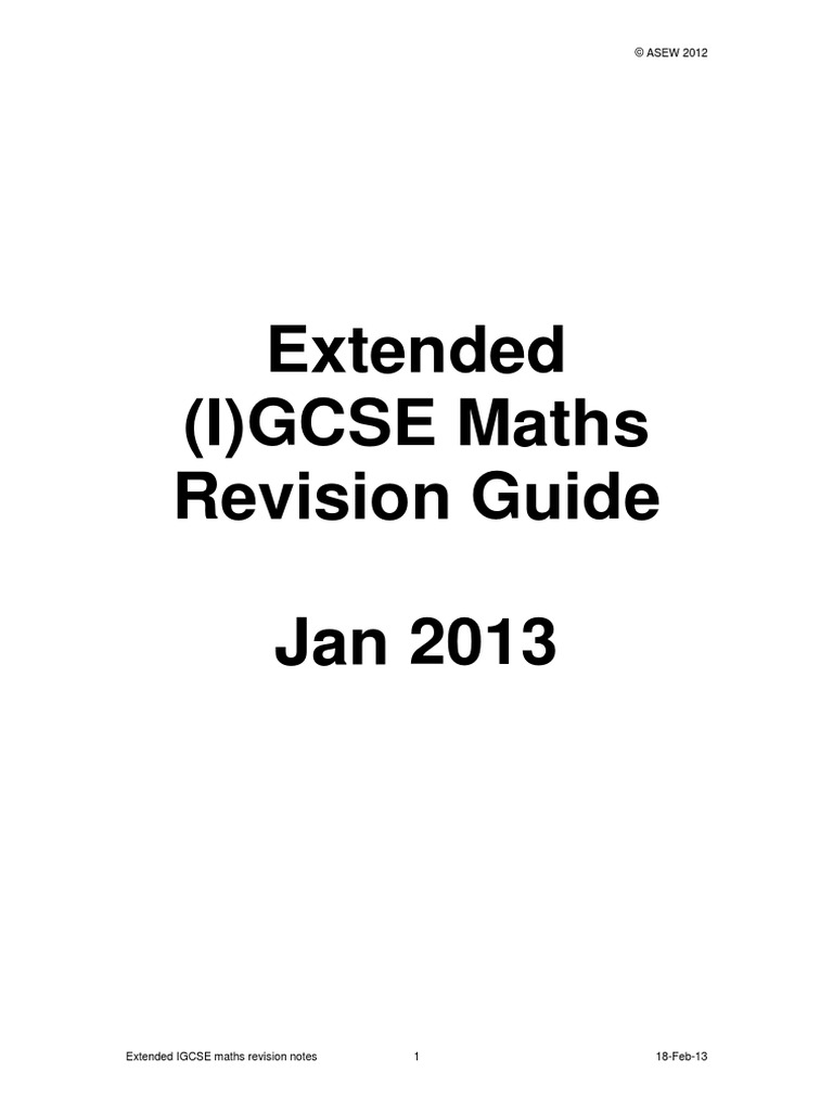 Extended IGCSE Maths Revision Notes | PDF | Fraction (Mathematics ...