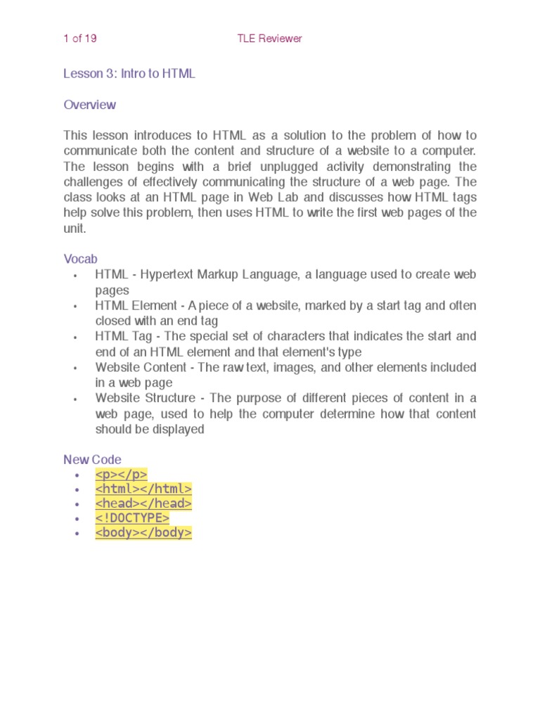 HTML Reviewer PDF | PDF | Html Element | Html