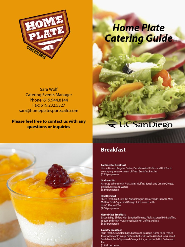 Home Plate Catering Menu Guide | PDF | Salad | Soft Drink