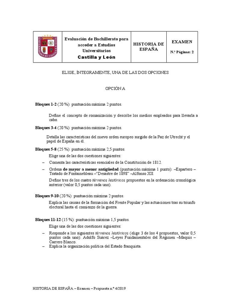 Examen Historia | PDF | España | Política de españa