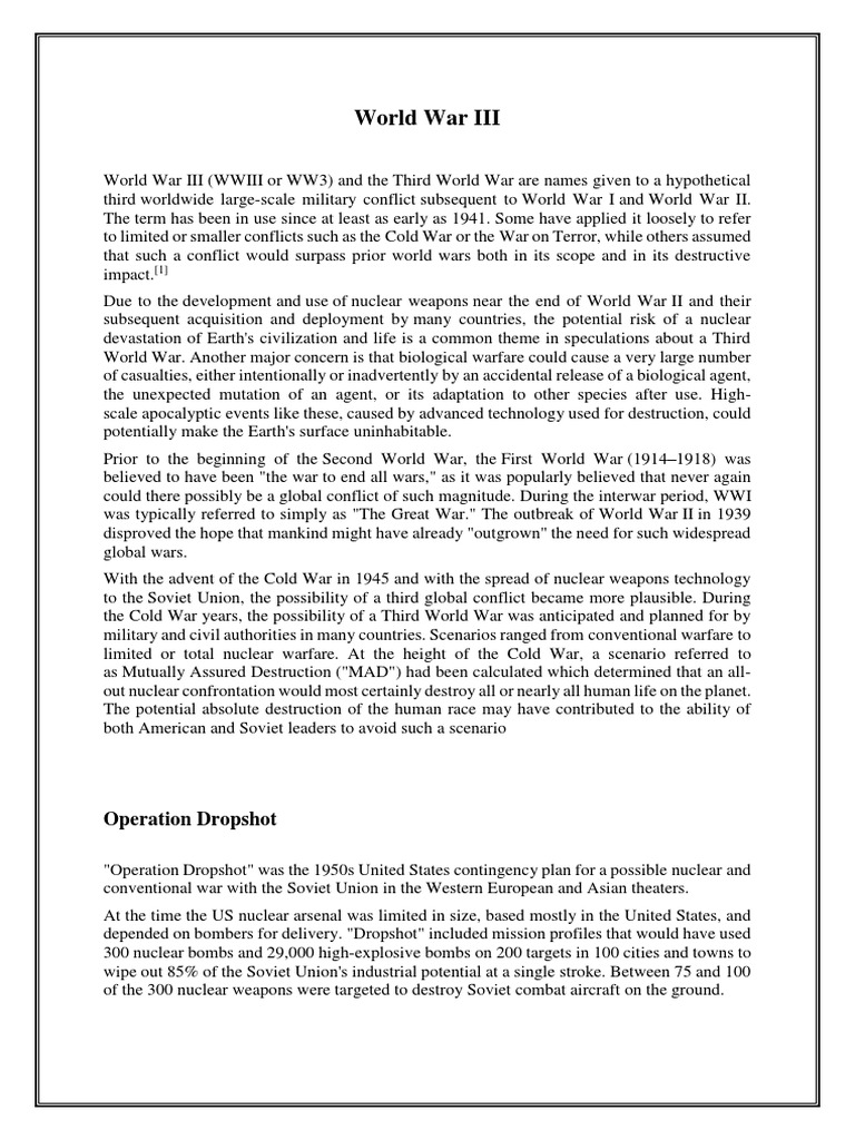 World War III: Operation Dropshot | PDF | World War | Nuclear Warfare