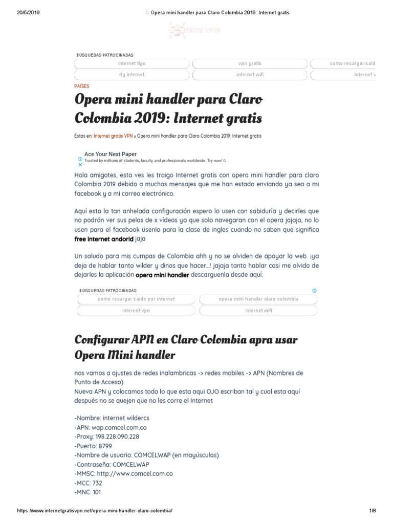 ? Opera Mini Handler para Claro Colombia 2019 - Internet Gratis | PDF ...