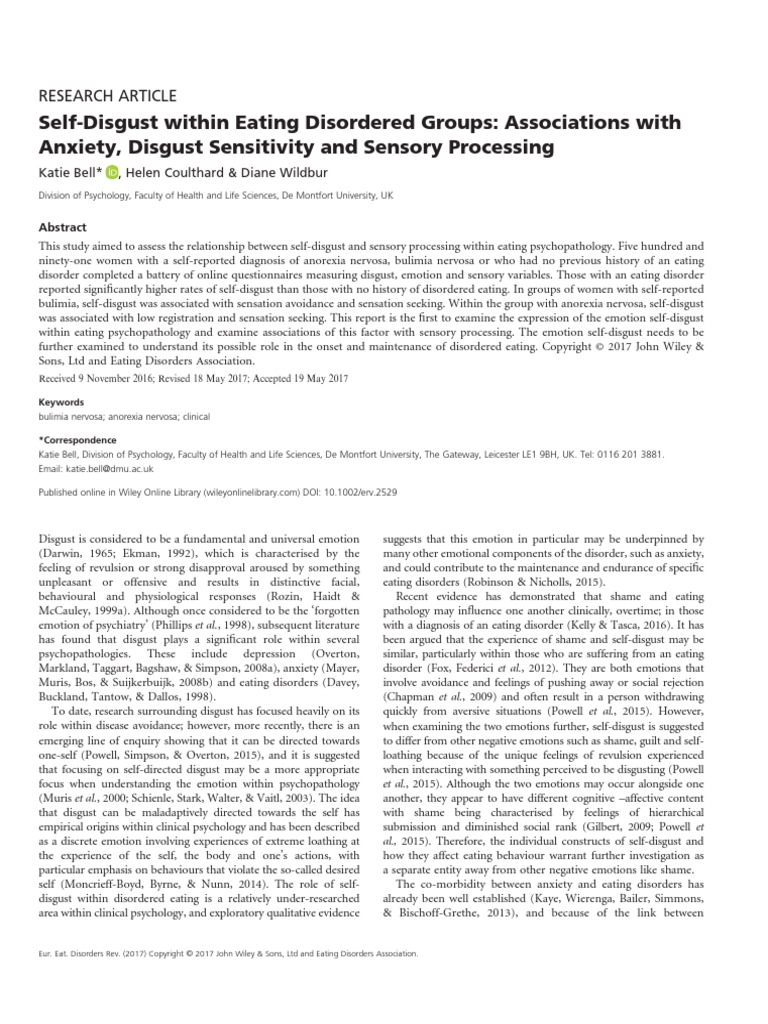 Self-Disgust in ED - Bell2017 | PDF | Disgust | Eating Disorder