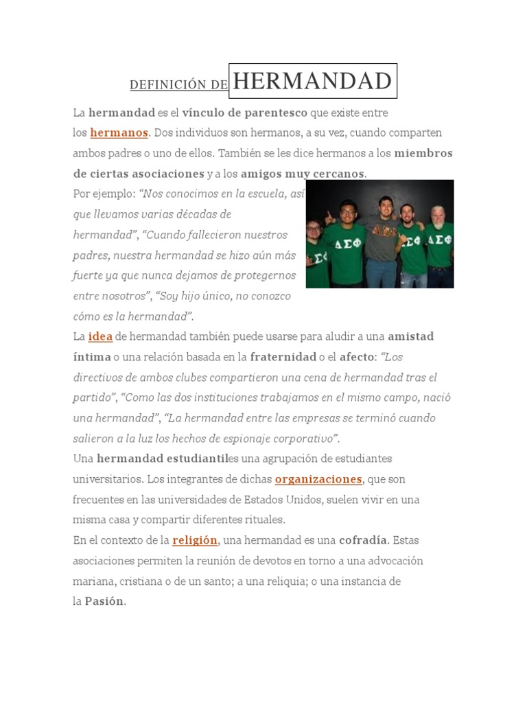 Definición y alcances del concepto de hermandad | PDF | Fraternidades y ...