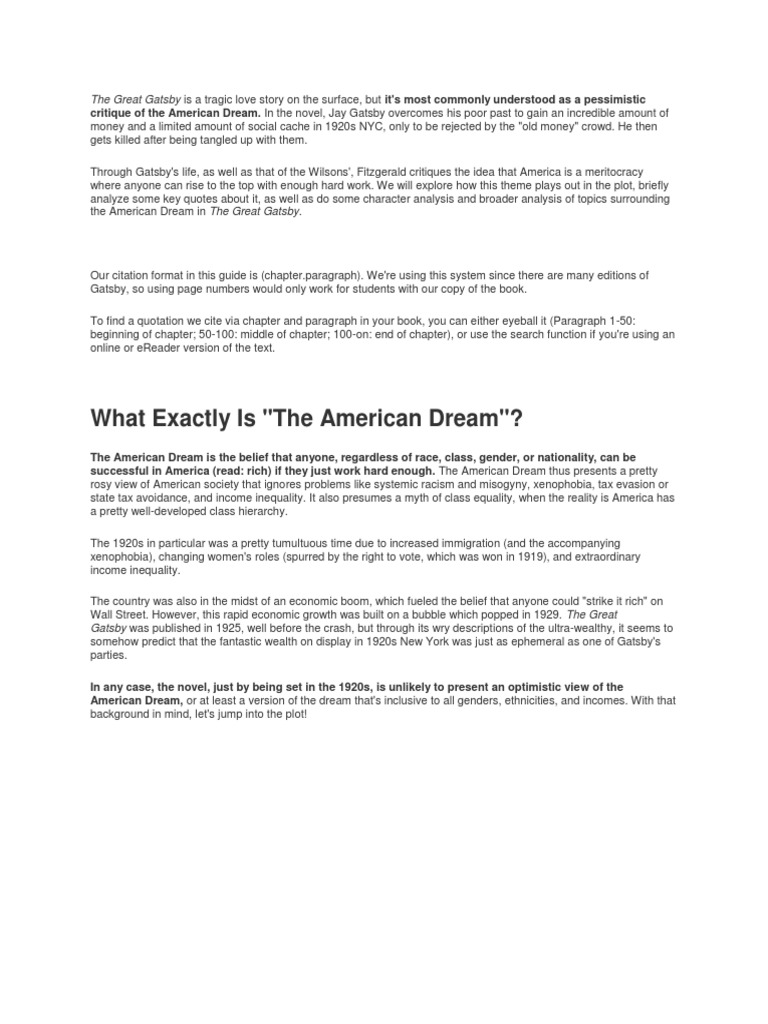 What Exactly Is "The American Dream"? | PDF | The Great Gatsby ...