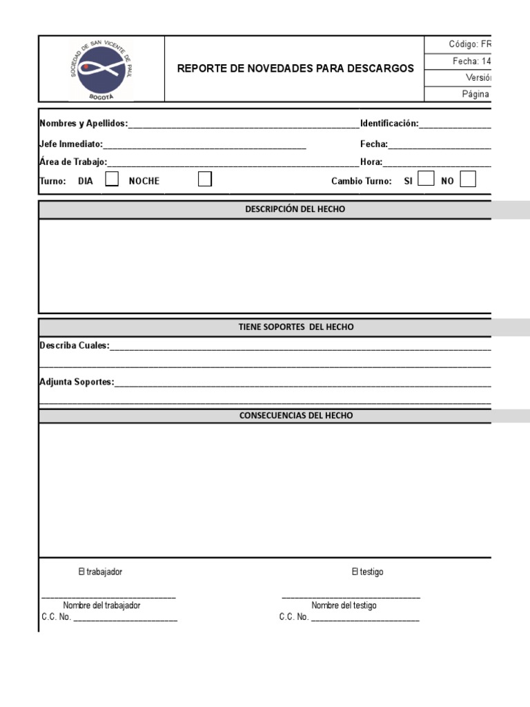 Formato Reporte de Novedades para Descargos | PDF | Violencia