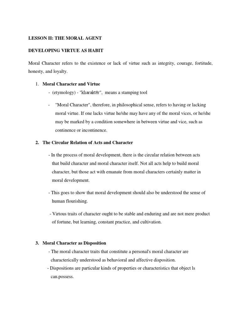 Lesson II - The Moral Agent | PDF | Philosophical Theories ...