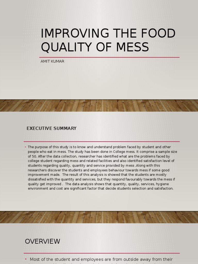 Improving The Food Quality of Mess | PDF | Sampling (Statistics ...