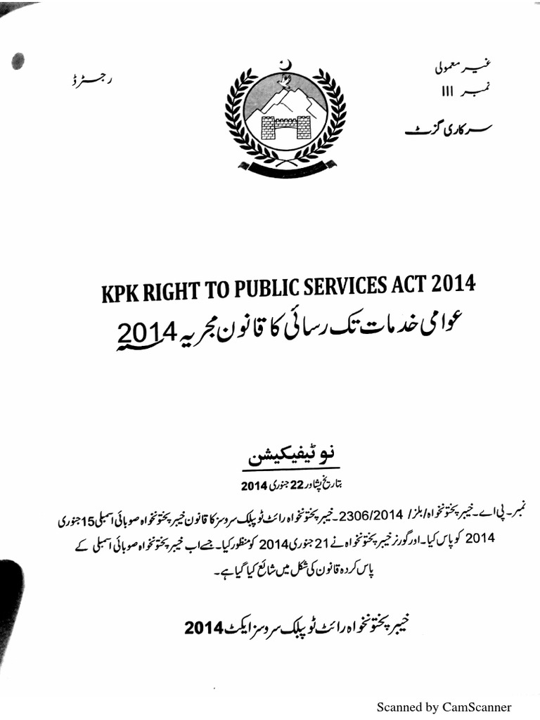 RTS Act in Urdu | PDF