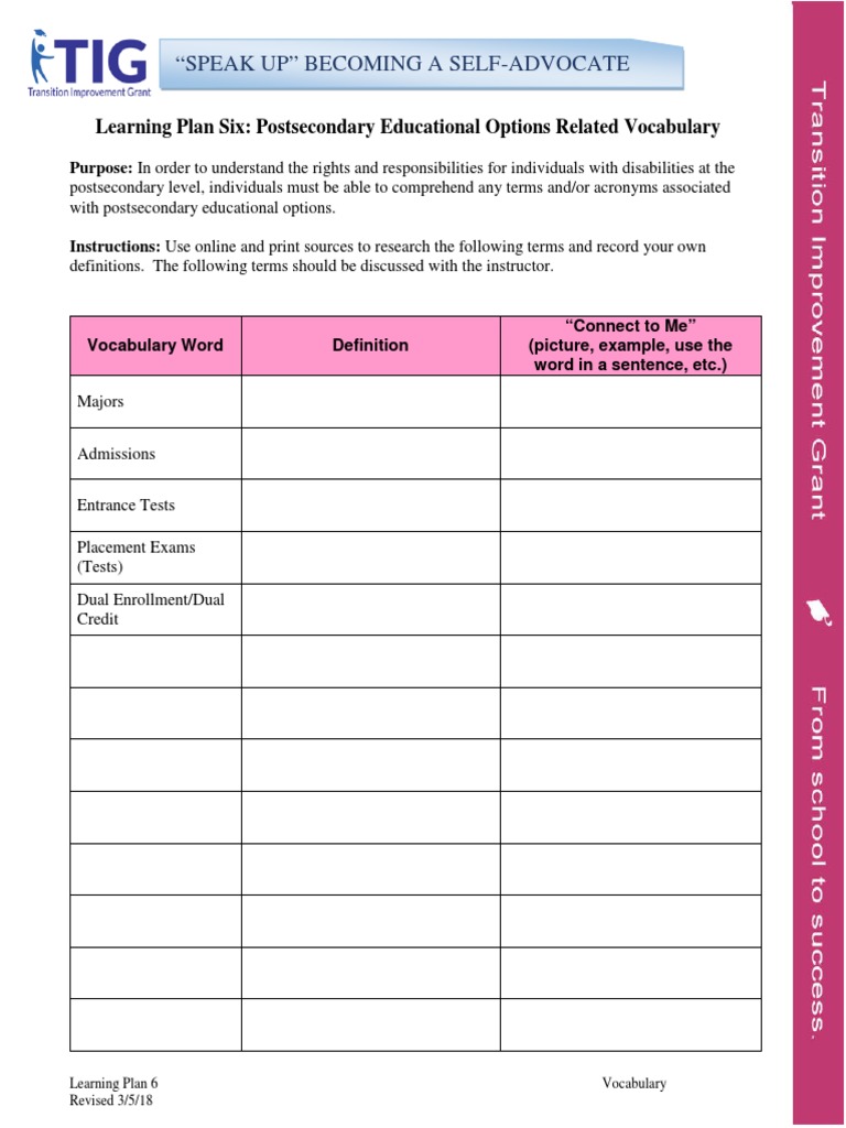 Lesson 6 Vocabulary | PDF