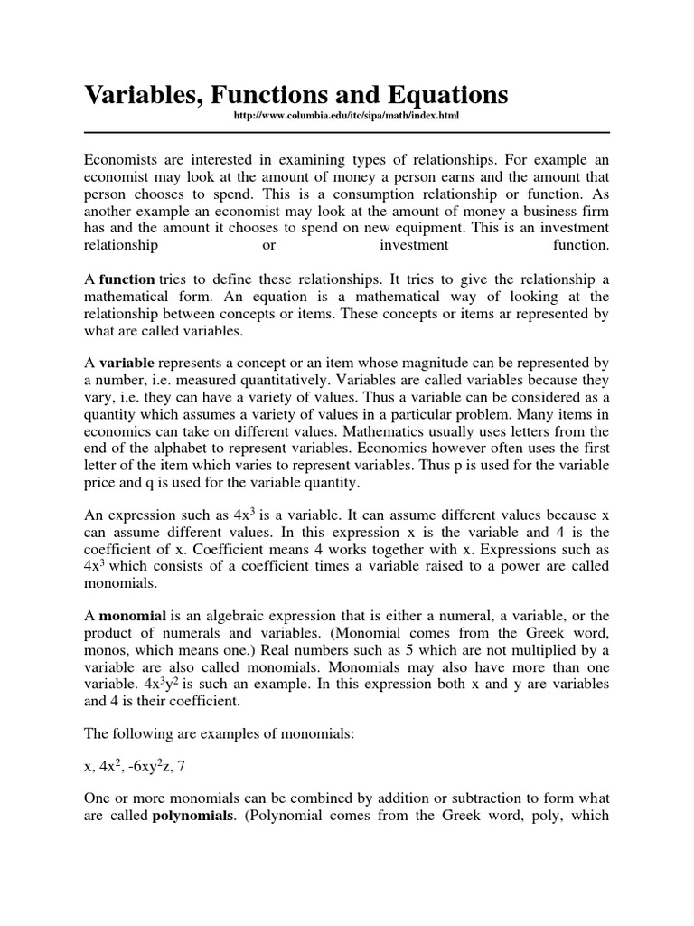 Functions Variables | PDF | Cartesian Coordinate System | Summation