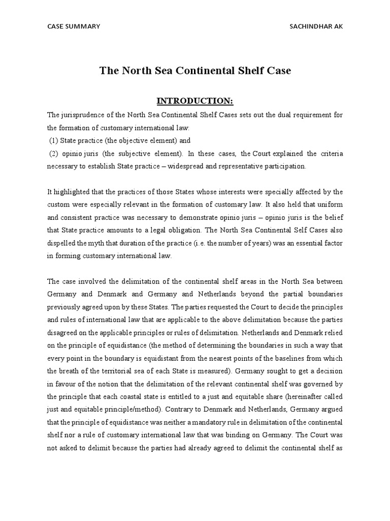 The North Sea Continental Shelf Case | PDF | Treaty | International Law