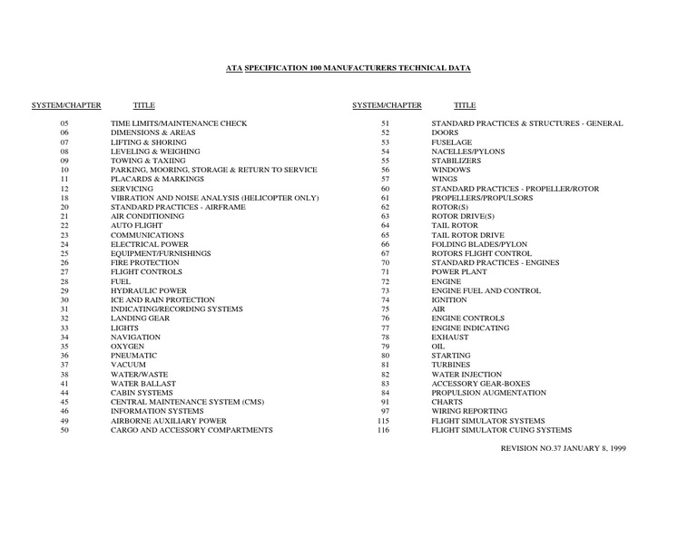 Ata Specification 100 Manufacturers Technical Data | PDF | Helicopter ...