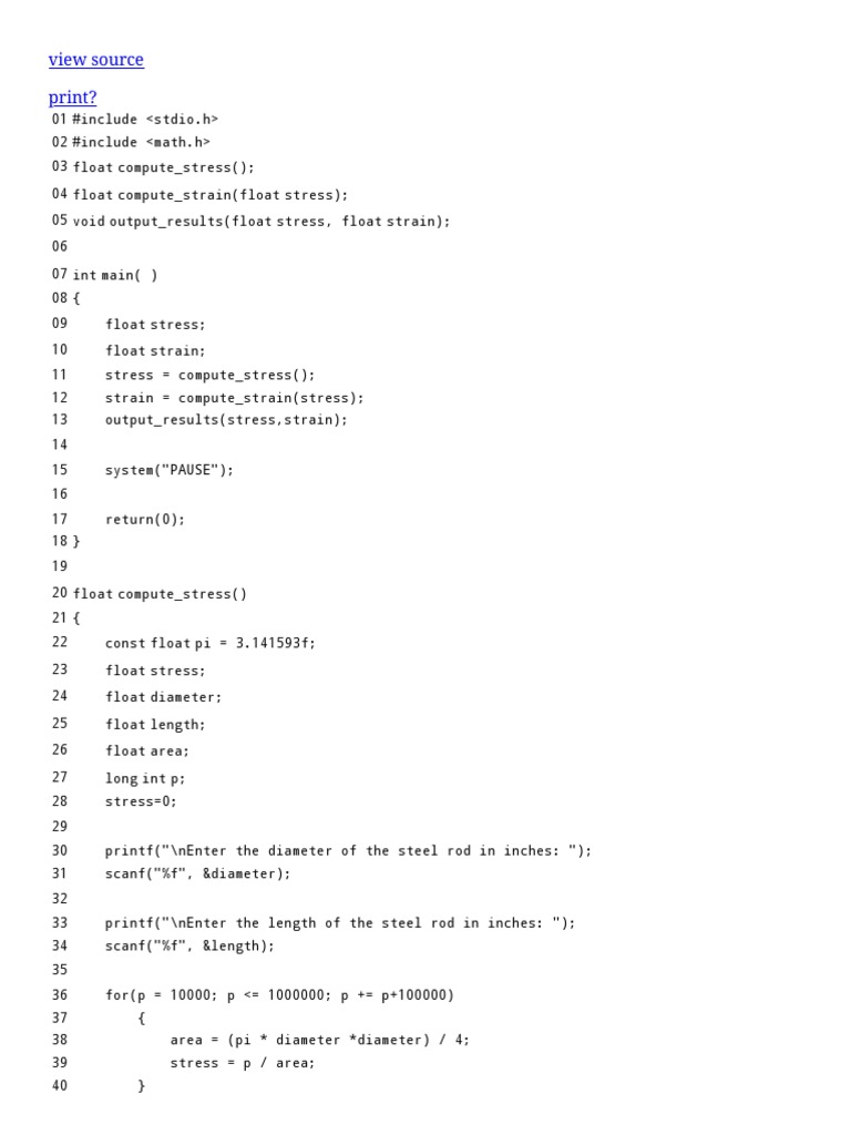 Stress and Strain Program - C and C++ - Dream - In.Code | PDF