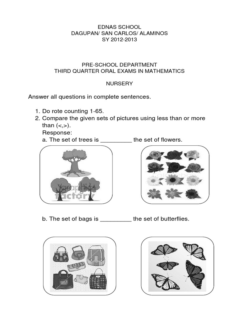 3rd Qtr. Oral Exams Math en Oral Comm | PDF