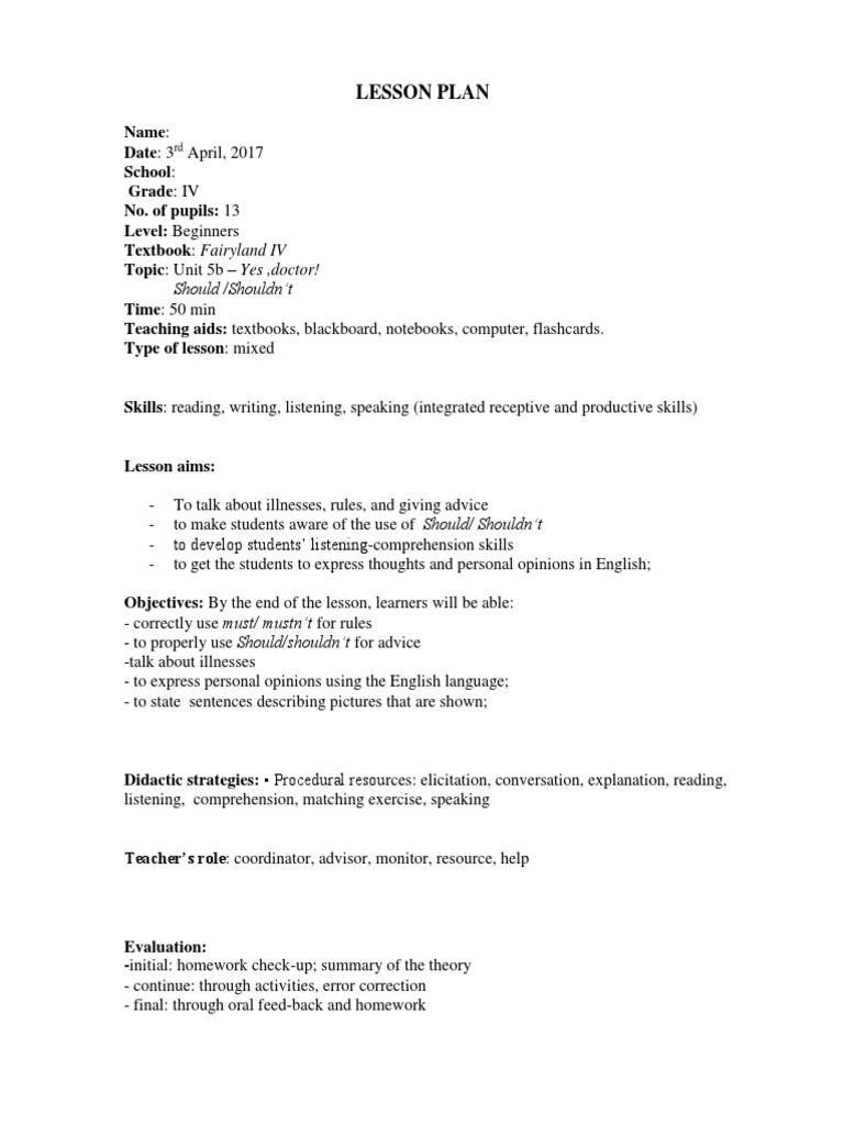 Lesson Plan IV | PDF | Lesson Plan | Reading Comprehension